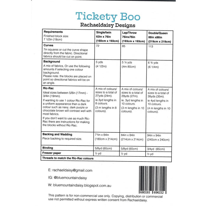 Rachaeldaisy Designs: Tickety Boo Quilt Pattern and/or templates